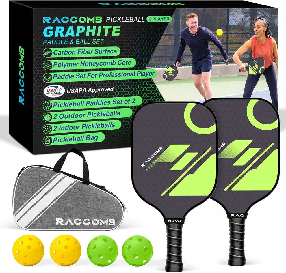 Carbon Fiber Pickleball Paddles - Graphite Pickleball Paddles Set of 2 ...